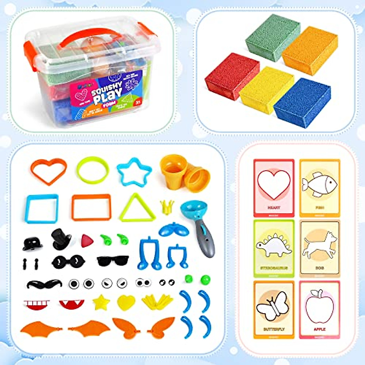 Modeling Clay Foam Beads Play Kit, 5 Blocks of Sensory Toys for Kids Fine Motor Skills Toys, Preschool Educational Learning Toy