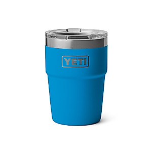 YETI Rambler 16 oz Stackable Tumbler, Vacuum Insulated, Stainless Steel with MagSlider Lid, Big Wave Blue