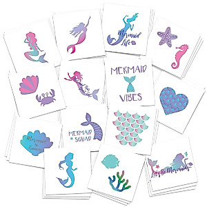 FashionTats Mermaid Temporary Tattoos | Pack of 42 Ombre Tattoos | Skin Safe | MADE IN THE USA