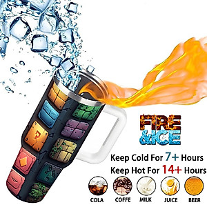 FOCIUZTA Cartoonish Pixel Art Tumbler with Lid, Travel Coffee Cup, Ideal for Easter, Gaming Enthusiast, Mother Day, and Birthday Gifts