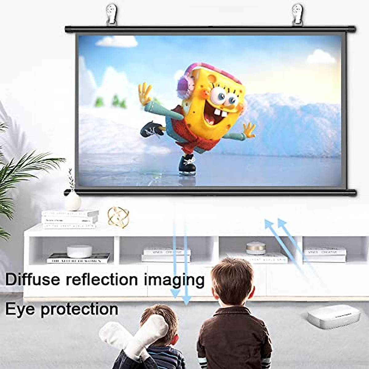 TOCTUS Video Projection Screen HD Portable Projector Screen for Indoor Outdoor, 60 Inch Wall/Ceiling Mount Projection Screen for Home Theater Movie TV, Wrinkle-Free (Size : 72inch 16:9)