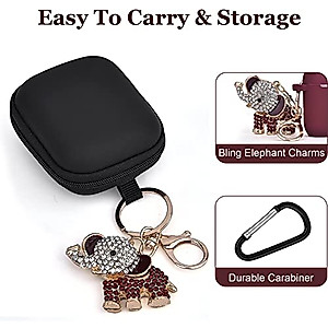 Airpods Case, TOROTOP Silicone Air pod Case Cover Cute Protective Accessories Set with Bling Elephant Keychain/Ear Hook/Storage Box Compatible for Apple Airpods 1&2 Women Girls(Burgundy)