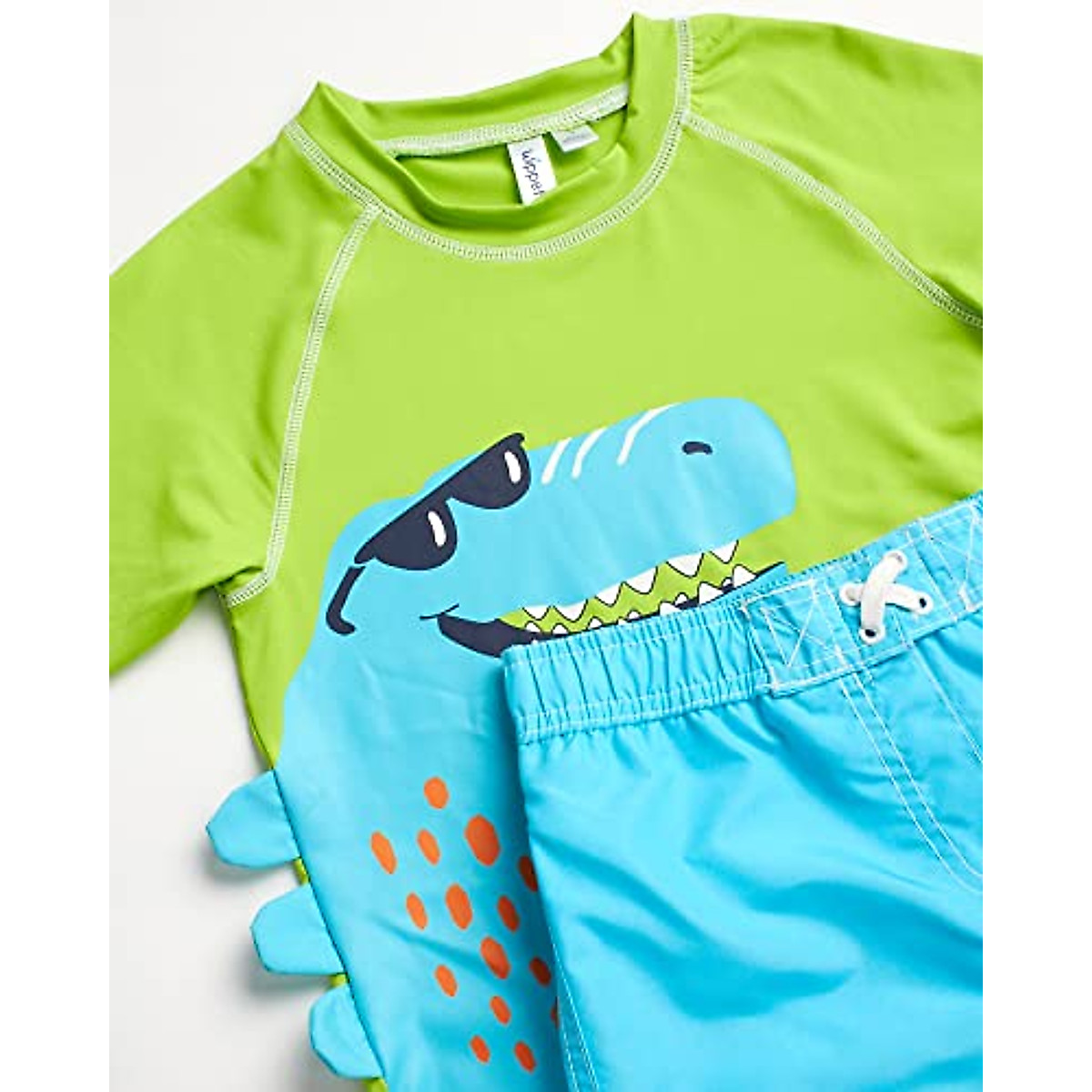 Wippette Baby Boy Rash Guard Swimsuit Set – 2-Piece UPF 50+ Dinosaur Bathing Suit for Boys (Infant/Toddler/Boy), Size 12 Months, BlueDino