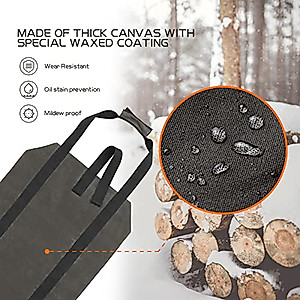 Elezay Log Carrier Waxed Canvas Bag Wood Holders Fireplace Stove Accessories