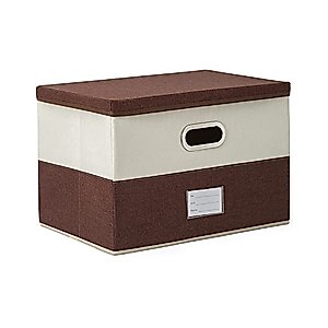 KIART Large Storage Bins with Lid, Decorative Storage Box 17 x 11.8 x 11.8 inch Clothes Organizer Basket for Home Bedroom Shelf Closet Office Car (Brown)