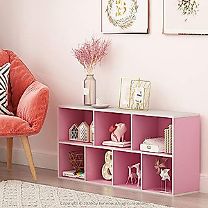 Furinno 7-Cube Reversible Open Shelf, White/Pink 11048WH/PI