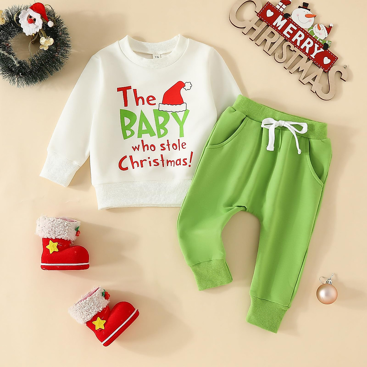 Junsyuffk Anime Christmas Sweater Toddler Baby Girl Christmas Outfits Santa Print Crewneck Pullover Sweatshirt Jogger Pants Sets Xmas Clothes Christmas Advent Calendar