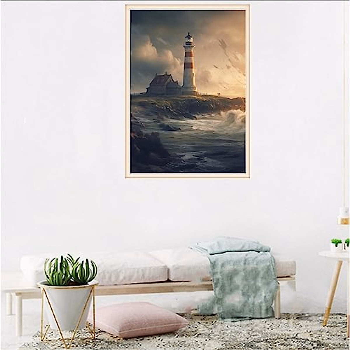 DIY 5D Diamond Art Painting Kit Cartoon Cross Stitch Diamond Art Painting Picture Kit Canvas Diamond Rhinestone Crystal Cross Stitch Embroidery Picture Adult Home Decor Wall Decor (lighthouse)