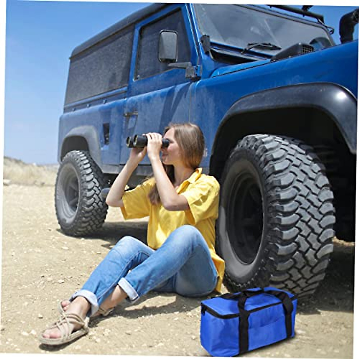 ULTECHNOVO Insulated Bag Beverage Container Food Container Large Shopping Bags Collapsible Basket Foldable Picnic Basket Insulated Basket Blue Pizza Delivery Bag Portable Lunch Cooler Bag