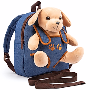 Cute Dog Toy Toddler Backpack with Leash – Kids Stuffed Animal Toy Backpack for Boy Girl – Kids Backpacks for Boys and Girls 2 3 4 5 Years Old with Plush Toy (Puppy)