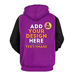Dwujlioj Custom Hoodie Design Your Own for Men&Women,Personalized Hoodie Customized Sweatshirts Add Your Own Photo/Text,DIY Print Hooded Front & Back(Black-Purple/Small)