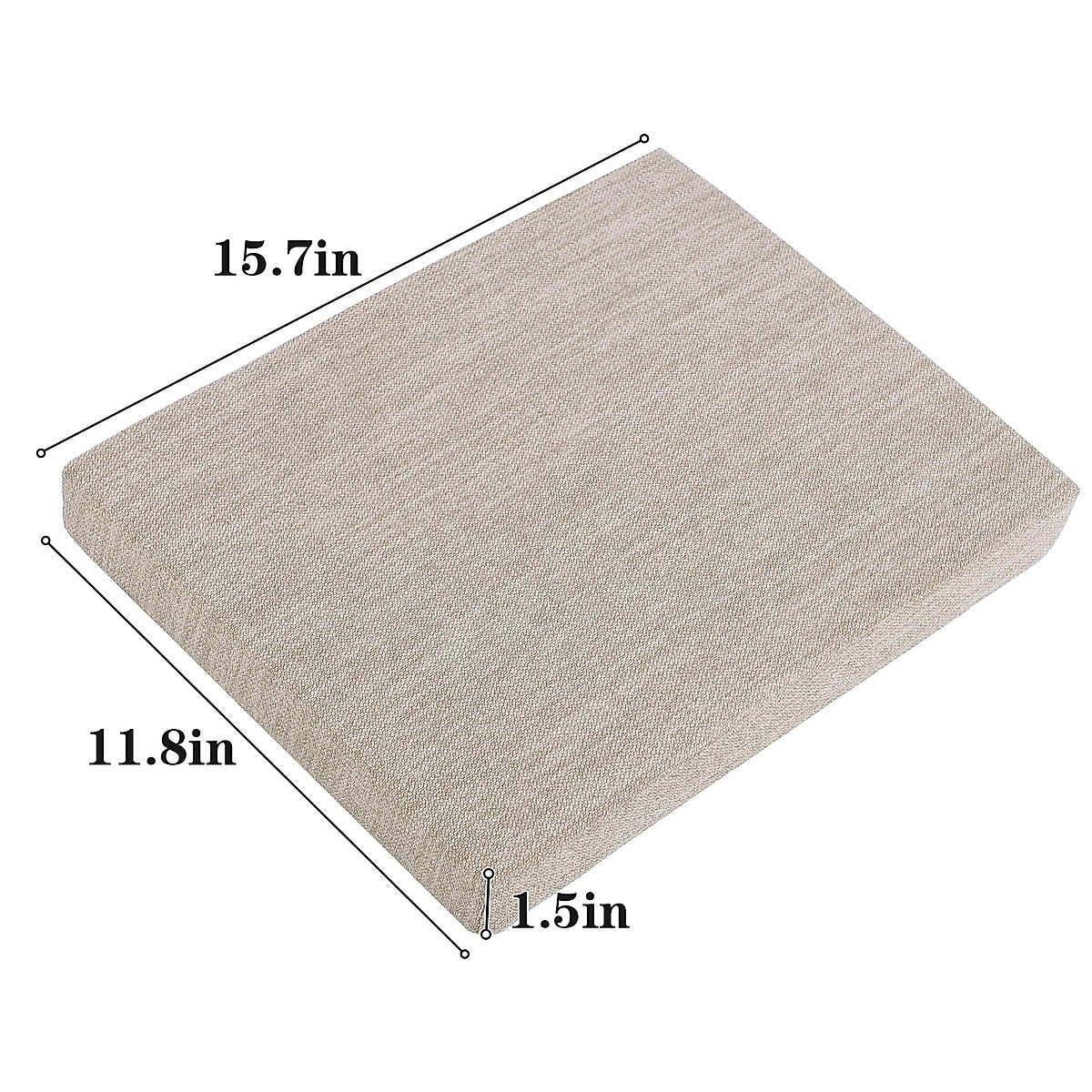 baibu Rectangle Bar Stool Cushions, Non-Slip Dining Chair Pads Kitchen Bench Stool Cushions with Machine Washable Cover - Only 1 Pad (Beige, 15.7×11.8×1.5in)