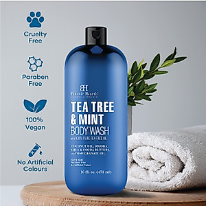 Botanic Hearth Tea Tree Oil Body Wash with Mint, 16 fl oz - Moisturizing, Soothing, Helps Control Fungal Infections, Deep Moisturization, Promotes Healthy Skin, Ethically Sourced