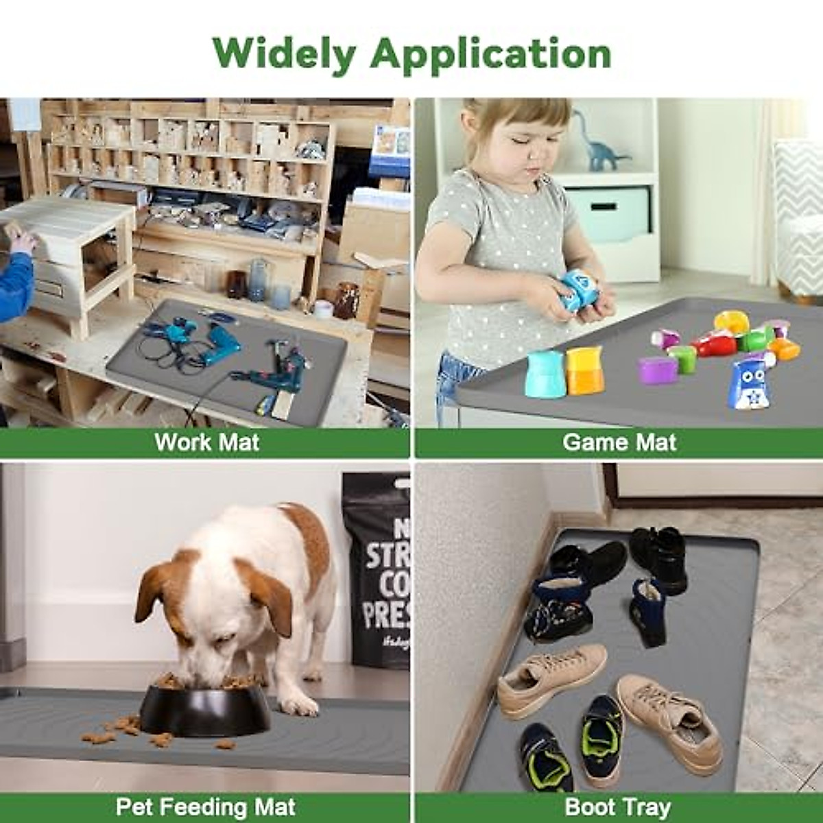 TOOVEM Waterproof Under Sink Mat, 34" x 22" Silicone Waterproof Mat for Kitchen Bathroom Cabinets, Under Vanity Sink Mat, Silicone Mats,Tray and Protector for Drips, Leaks, Spills,(Grey)