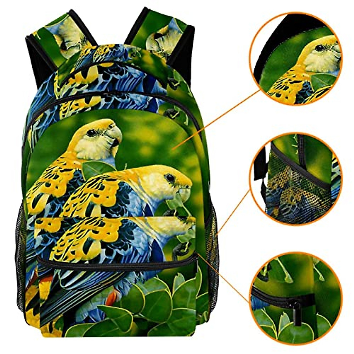 School Backpack Travel Backpack,Boy Girl Backpack,parrots butterfly tree flowers,Outdoor Sports Rucksack Casual Daypack