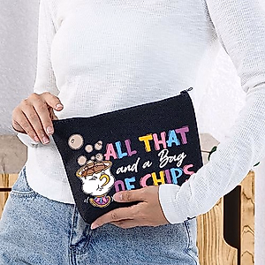 BWWKTOP Mrs. Potts And Chip Makeup Bag Beauty Beast Inspired Gifts All That And A Bag Of Chips Makeup Zipper Pouch Bag Chip Merchandise (Bag Of Chips BL)