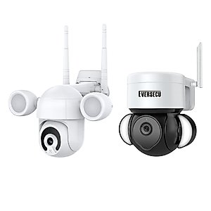 EVERSECU 1pcs Tuya Smart Outdoor Spotlight WiFi PTZ Security Camera + 1pcs Tuya Smart Outdoor floodlight WiFi PTZ Security Camera