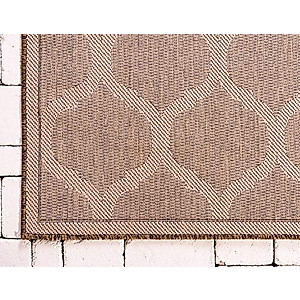 Unique Loom Trellis Collection Area Rug-Lattice Border Design, Moroccan Inspired for Indoor/Outdoor Décor, 2 ft 2 in x 3 ft, Brown/Beige