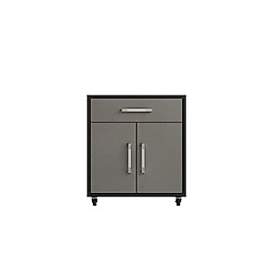 Manhattan Comfort Eiffel Garage Cabinets and Storage System, Set of 2, Matte Black and Grey
