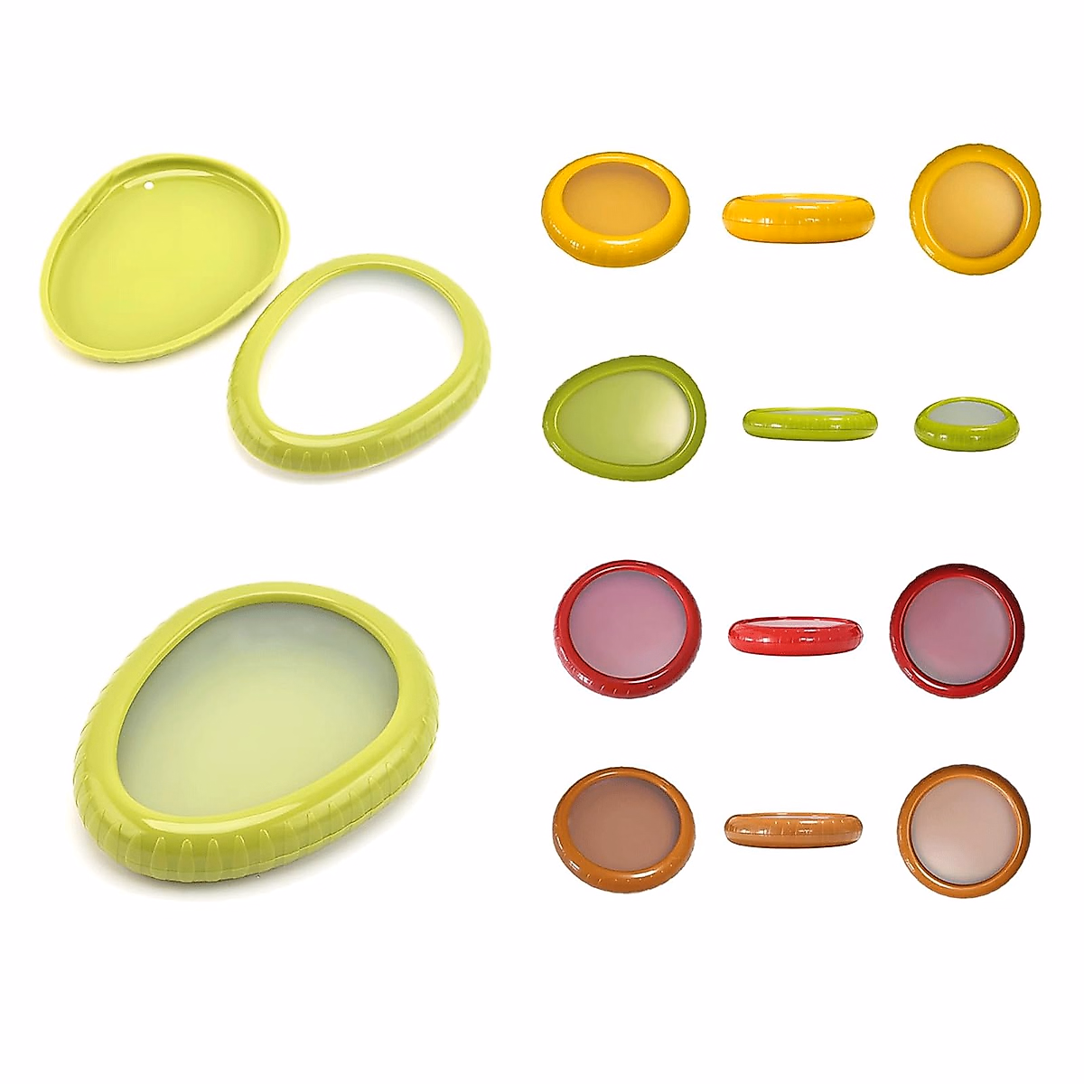 4Pack Silicone Fruit Storage Box Avocado saver and onion storage Containers Fruit Storage Containers for Fridge Keep Fresh Reusable Storage Containers for Onions Lemons Garlic Tomato (4Pack-Mix)