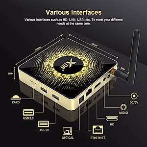 SHYSKY X96 X10 8K Ultra HD Android TV Box Android 11.0 Amlogic S928X LPDDR4 8GB RAM 64GB ROM WiFi6 1000M BT5.2 USB3.0 Support AV1 8K 60fps H.265 HDR Box with i8 Keyboard