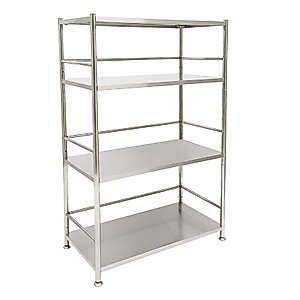 4 Tier Metal Storage Shelves Stainless Steel Storage Racks and Shelving Heavy Duty Metal Shelf Storage Organizer Rack for Kitchen, Garage, Home, Office, Garden