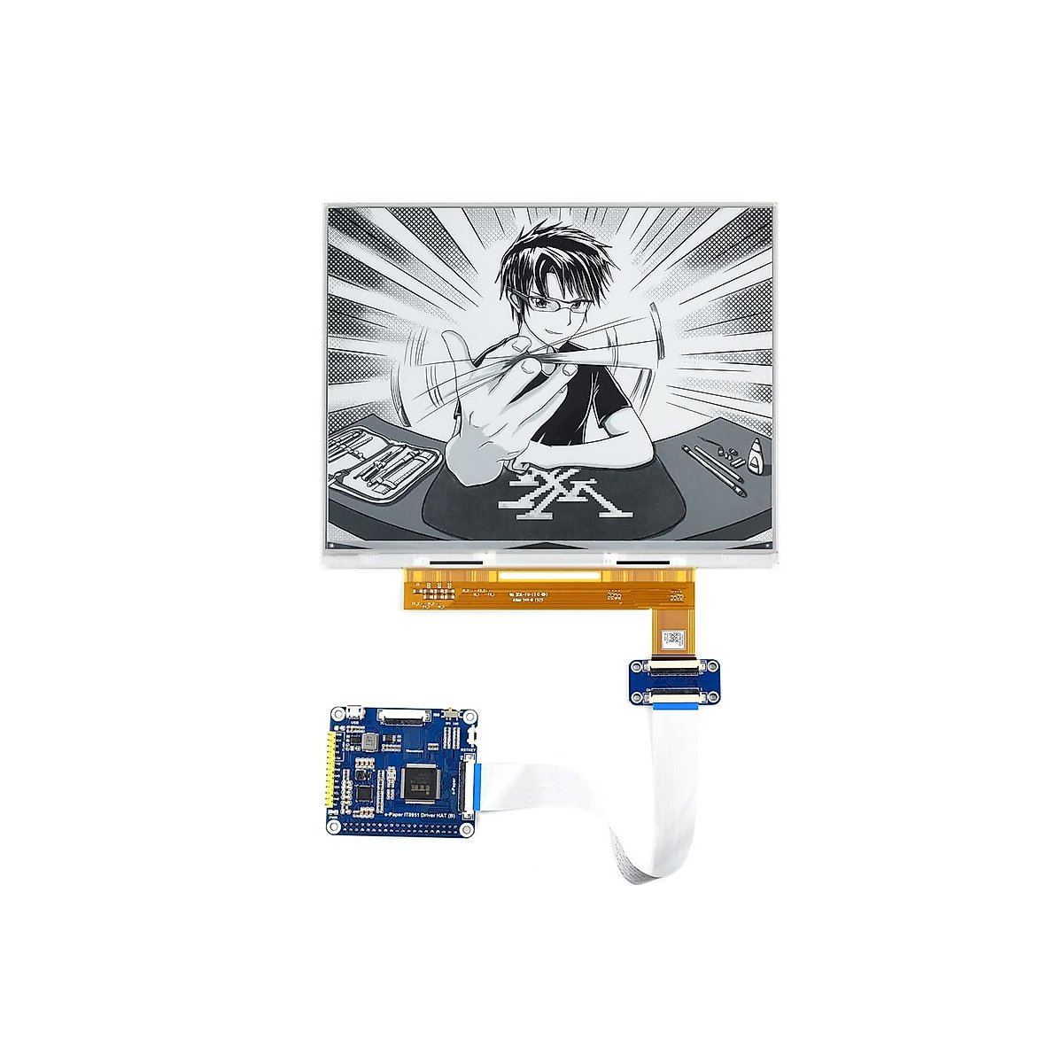waveshare 10.3inch E-Paper E-Ink Display HAT Compatible with Raspberry Pi4B/3B+/3B/2B/B+/A+/Zero/Zero W/WH/Zero 2W 1872×1404 Pixels Black/White 2-16 Grey Scales USB/SPI/I80 Supports Partial Refresh