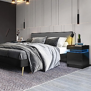 HOMMPA 06 WB-BL Nightstand, 1 Pcs, Black W/Side