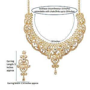 Touchstone Indian jewelry set for women bollywood gold jewellery wedding outfits necklace sets earrings bridal maang tikka fancy costume girls ethnic big desi accessories rhinestone in gold tone