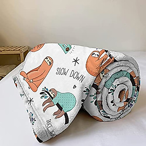 Cute Sloth Blanket, Printed Throw Ultra-Soft Comfortable Flannel Fleece Soft Throw Blanket for Bed Sofa 50x40 Inches (Sloth, 50" x 40")