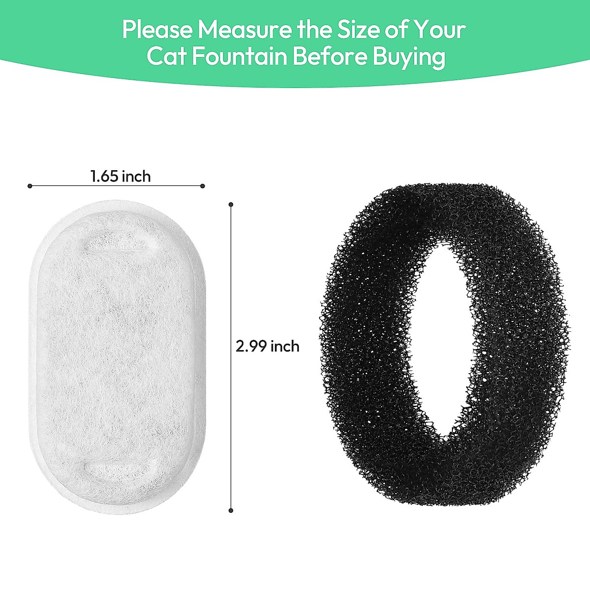 Upetcasl 8 Packs Cat Water Fountain Filter 4 Months Set of Pet Fountain Filter Replacement for Ultra Quiet Stainless Steel Pet Water Fountain (8 Filters&8 Sponges)