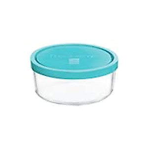 BORMIOLI ROCCO Round Storage Bowls With Blue Lids, 4 CT