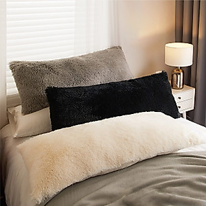 Urban Lifestyle Long Hair Faux Fur Body Pillow, 20"x48", Ivory