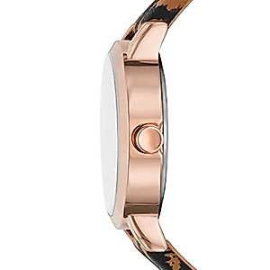 DKNY Women's Soho Quartz Metal and Leather Three-Hand Watch, Color: Rose Gold, Leopard (Model: NY6639)