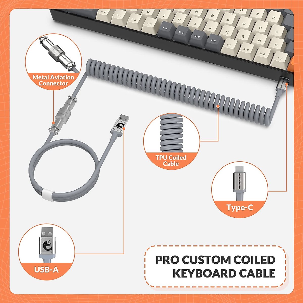 ZIYOU LANG RK-T8 Wired 65% Mechanical Gaming Keyboard with RGB LED Backlit Anti-ghosting TKL Mini 68 Key Custom Coiled C to A Cable Tactile Blue Switch for PS4 PS5 Xbox PC Mac Gamer(Dark Gray/White)