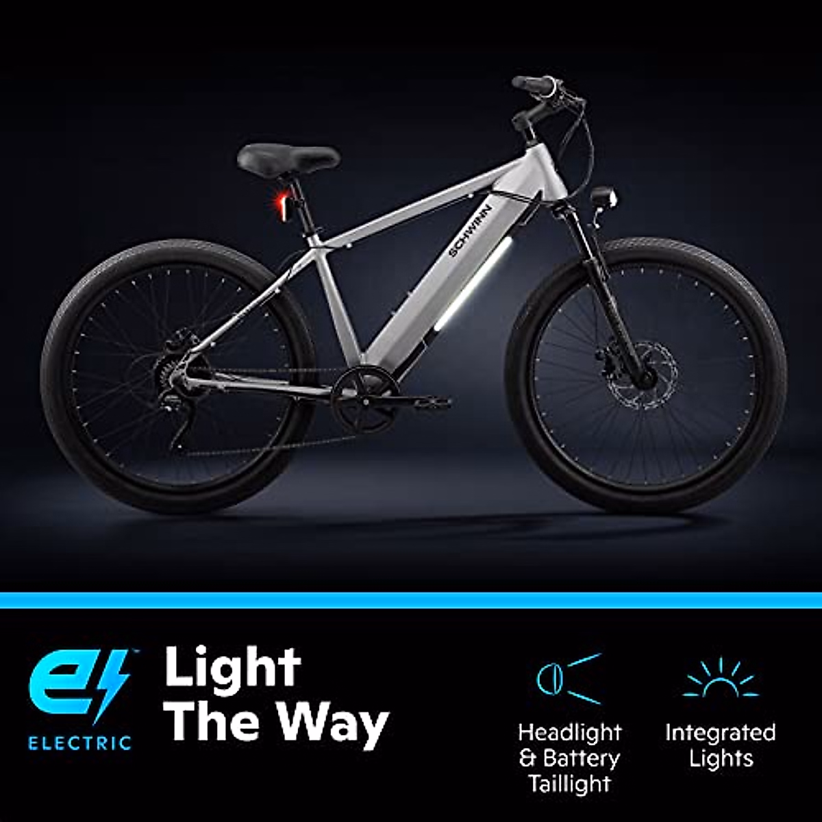 Schwinn Marshall Adult Electric Hybrid Bike, Large/X-Large Step-Over Frame, 7 Speed, 27.5-Inch Wheels, Matte Grey