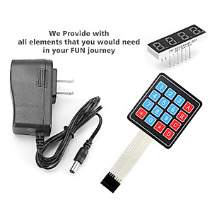 DEYUE 398 Electronic Starter Fun Kit Bundle | Basic Electronics Components Starter Kit | for Arduino, Raspberry Pi, STM32 | Power Supply Module, Power Adaptor, Jumper Wire