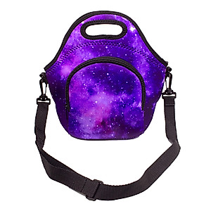 Neoprene Lunch Bags, Insulated Lunch Bag With Crossbody Strap, Reusable Lunch Bag With Extra Pocket Waterproof Adjustable Shoulder For Travel, Picnic, Office, Work,gift For Back To School (PURPLE)