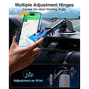 VANMASS 2024 【Best Military-Grade】 Phone Holders for Your Car 【65+LBS Strongest Suction & Clip】 Ultimate Cell Phone Mount Dashboard Window Vent for iPhone 15 Pro Max 14 13 12 Samsung Android Truck