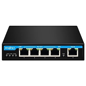 PX204 4 Port Gigabit PoE Extender with IEEE802.3af/at/bt Standard 1 Port 90W in 4 Port 30W Out PoE Repeater for Camera,VOIP