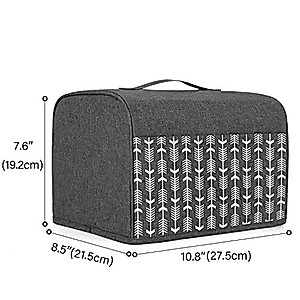 Yarwo 2 Slice Toaster Cover with Pockets and Top Handle, Nylon Toaster Cover Fits for Most Standard 2 slice Toasters, Gray with Arrow