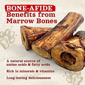 Natural Farm Dog Bones for Large Dogs (5-6 Inch, 2-Pack), 100% Beef Bone Marrow Dog Treats, High in Minerals & Vitamins, Grain-Free, Long-Lasting Bones Chews, Supports Dental Health