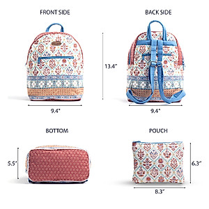 Maison d' Hermine Backpack Cotton Shoulder Backpack with Small Pouch Lightweight Bag for Travel Work Beach Perfect for Women & Men (Romane)