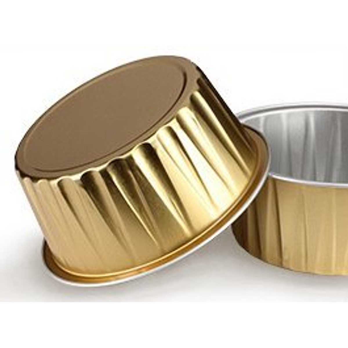 KEISEN 3 2/5" 4oz 120ml 100/PK Disposable Aluminum Foil Cups for Muffin Cupcake Baking Bake Utility Ramekin Cup gold
