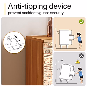 Tribesigns 6-Drawer Dresser, 47-Inch Boho Accent Dresser with 6 Carved Drawers, Double Wide Chest of Drawers, Wooden Dresser Cabinet with Metal Ring Pulls & Legs for Living Room, Bedroom, Oak