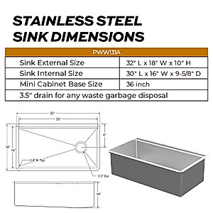 TECASA 32 inch Workstation Kitchen Sink, Undermount Deep Single Bowl, Stainless Steel with Integrated Ledge and Accessories (Pack of 5), World-class Manufacturing Standard (32" x 18" x 10")