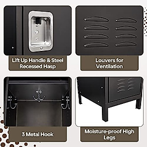 MIIIKO Metal Storage Locker Cabinet with 1 Door, Steel Wardrobe Cabinet with Hanging Hooks, Locker for Bedroom, Home Office, Gym and Changing Room