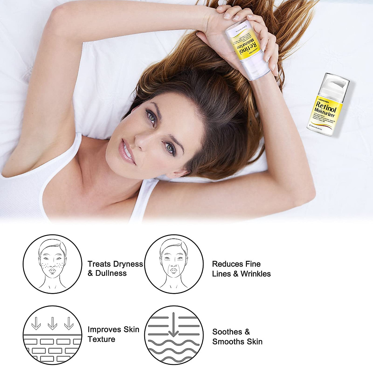 Retinol Cream for Face | Wrinkle Cream for Women and Men | Anti Aging Moisturizer Facial Cream with Hyaluronic Acid & Vitamin E | Day & Night | Natural, 50ML/1.69 Oz