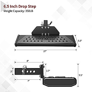 YITAMOTOR Aluminum Hitch Steps with 2" Receiver Bumper Guard Protector for Truck/Car/SUV Vehicles Upgraded Silver Non-Slip Textured Step Bar with Hitch Pin, Black Finish, 8.3" Wide