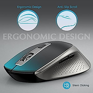 Wireless Keyboard and Mouse, J JOYACCESS Slim and Ergonomic Wireless Keyboard and Mouse Combo,Portable and Comfortable Typing for Laptop/Computer/Desktop/PC-Grey/Silver
